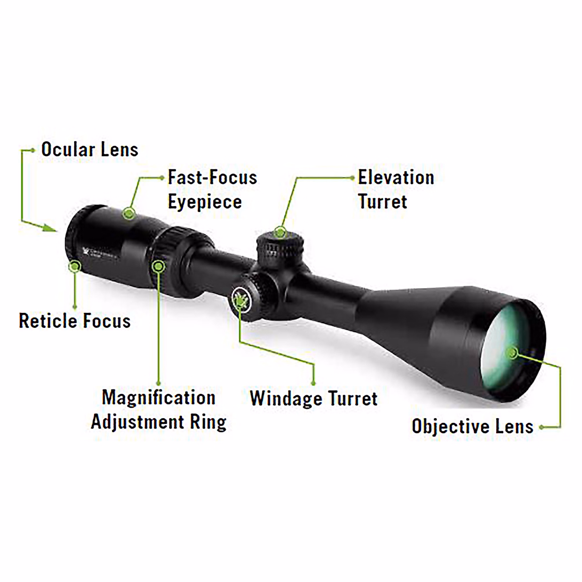 Vortex Optics Crossfire II 2-7x32 Rimfire, Second Focal Plane, 1-inch Tube Riflescope - V-Plex Reticle