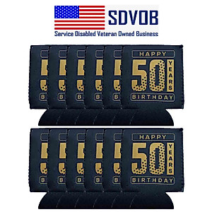 Groom Keepers Happy 50th Birthday Decorations Him or Her Can & Bottle Cooler 12 Pack - Celebrate Your Favorite 50 Year Old's Birthday With These Insulated Beverage Sleeves - Thermocoolers