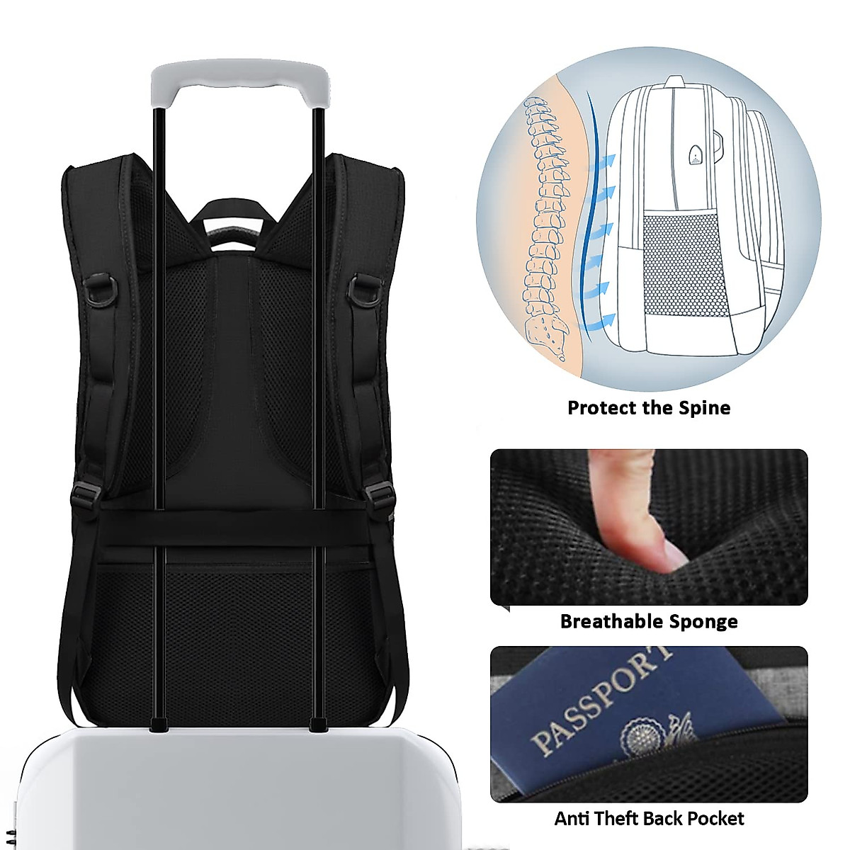 ANTERK Travel Backpack, Extra Large Laptop Backpack, TSA Business Backpack Durable 17.3 Inch School Backbag with USB Port, Anti Theft Computer Backpack Christmas Gifts for Men Women, Black