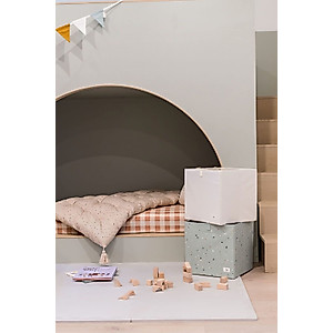 3 Sprouts Recycled Fabric Cube Storage Bin - 13 Inch Collapsible Organizer for Cube Shelving Systems, Kids Cubby Bins - Terrazzo Green