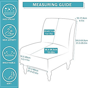 Liykimt Armless Accent Slipper Chair Cover Slipcover,Slipper Chair Without Arms Fabric Stretch Spandex Removable for Armless Chair Furniture Protector Covers for Living Dining Room(1,Gray/Black)