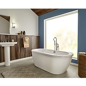 American Standard 2764014M203.011 Cadet 66 in. Acrylic Freestanding Soaker Bathtub with Tub Filler, Hand Shower and Drain, Arctic White