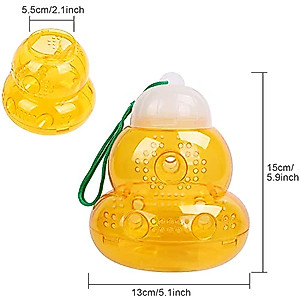 Natural Wasp Trap 2 Packs, Bee Catcher for Hornets, Yellow Wasp Nest, Reusable & Safe Wasp Solution, Outdoor Trap