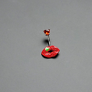 Body Candy Womens Steel Navel Ring Piercing Lucky Lips St Patricks Day Shamrock Heart Double Mount Belly Button Ring