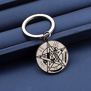 MYOSPARK Star Tetragrammaton Pentacle Keychain Amulet Statement Jewelry (Star Tetragrammaton Pentacle Keychain)
