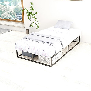 Mhjinuwet Twin Size Bed Frame, 10" Metal Platform with Wooden Slats, Easy Assembly, No Box Spring Needed