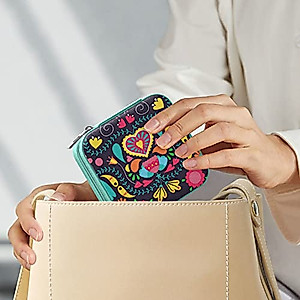 Tatenale Travel Jewelry Case Box Small Mini Jewelry Organizer Display Storage for Ring Earrings Necklace Girls Women Men Floral Black Aqua