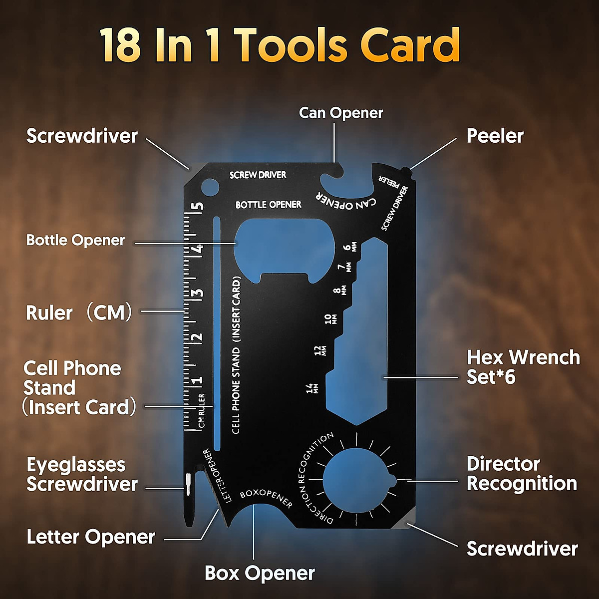Stocking Stuffers Gifts for Men, 18 in 1 Wallet Multitool Card, Pocket Tool Credit Card Size, Cool Gadgets Christmas Gifts for Men Who Have Everything, Anniversary Birthday Gift for Him Dad Husband