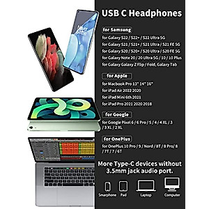 TITACUTE USB C Headphones Wired Earbuds with Microphone Noise Canceling in-Ear USB Type C Earphone for Samsung A53 S Ultra Galaxy Z Flip Fold S21 S22 S20 Google Pixel 7 Pro 6a 6 5 OnePlus 10T 10 Pro 9