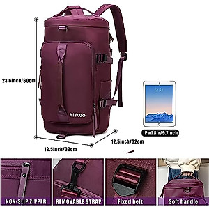Gym Bag for Women and Men Sports Duffle Bag Travel Backpack Weekender Overnight Bag with Shoes Compartment Purple - MIYCOO