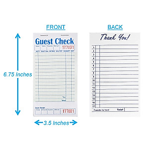 [10 Pads, 50 Sheets/Pad] Single Part Guest Checks Notebook/Notepad for Food Kitchen Orders | Fits Staff Server Apron | Green and White Guest Receipt Book | For Business Bar Cafe Restaurant Waitress
