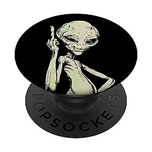Alien Middle Finger Adult Humor Funny Novelty Gifts PopSockets PopGrip: Swappable Grip for Phones & Tablets