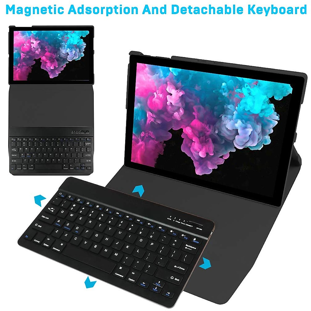 Microsoft Surface Pro 7 Case with Keyboard，Keyboard Case for Microsoft Surface Pro 7 (2019/Surface Pro 6 (2018) / Surface Pro 5(2017)/ Surface Pro 4 (2015) 12.3 inch Tablet