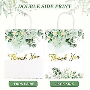 OurWarm 24 Pack Thank You Gift Bags Medium Size with Gold Foil, Floral Design White Paper Bags with Handles Bulk, Thank You Bags for Wedding Bridal Party Baby Shower Birthday Gift Bags, 8 X 4 X 10 IN
