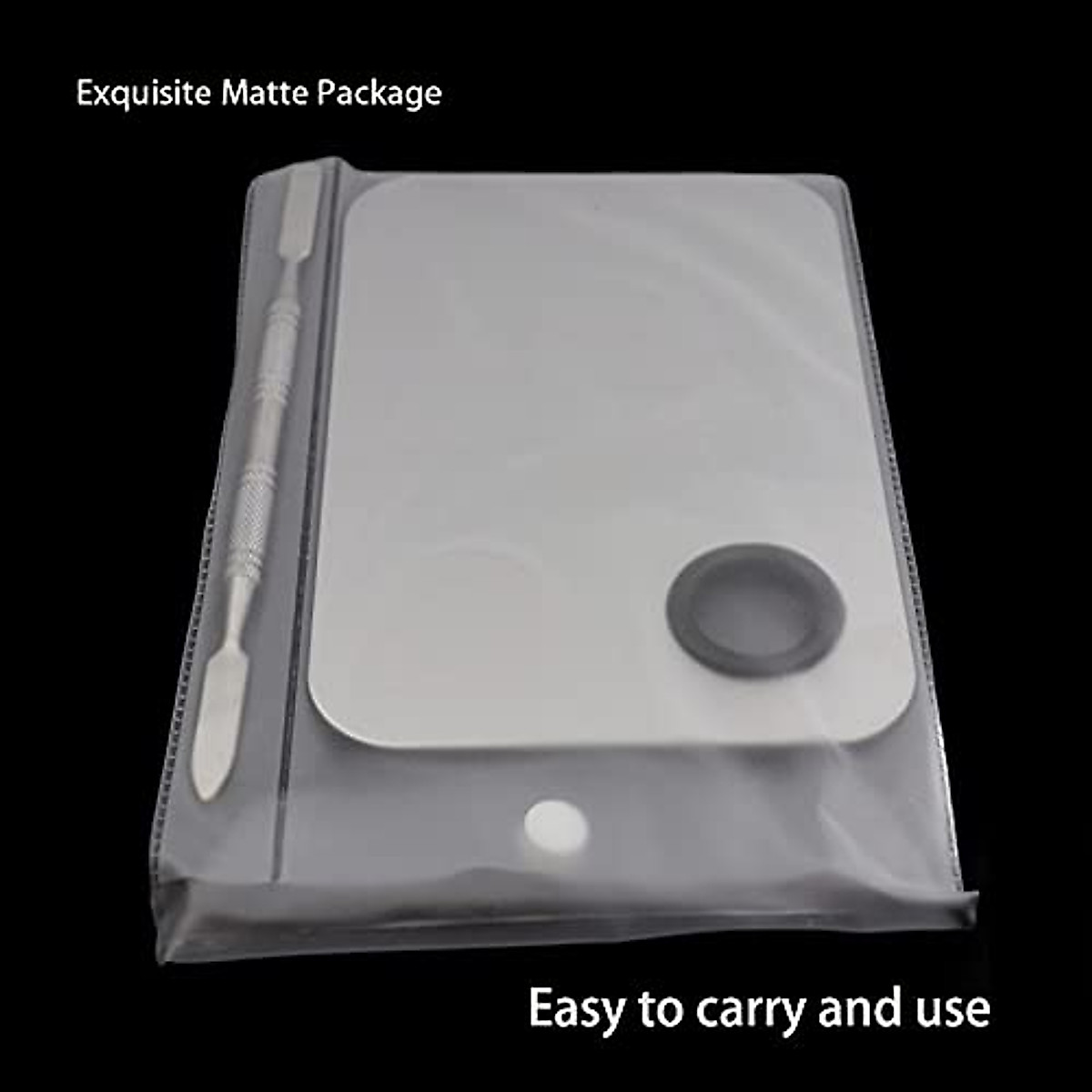 Upgrad Stainless Steel Metal Makeup Palette with Spatula Artist Tool for Mixing Foundation Nail-Art Professional Cosmetic Mixing Makeup Palette Spatula Makeup Artist Tool 1PCS