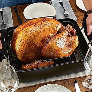 KitchenAid Hard Anodized Roasting Pan/Roaster with Removable Rack, 13 Inch x 15.75 Inch, Matte Black