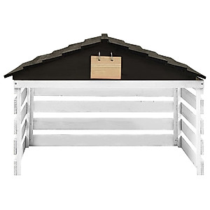 vidaXL Solid Firwood Robotic Lawn Mower Garage, Protective Outdoor Shed for Lawn Mower and Charging Station, Durable rain and UV Resistant Cover, 30.7"x29.1"x21.3", Black and White