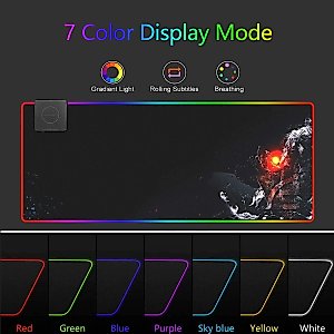 Gaming Mouse Pad-RGB Mouse Pads, Large Extended Mousepad with 7 Lighting Modes 6 Brightness Levels, Non-Slip Rubber Base Mouse Pad 31.5x11.8 Black