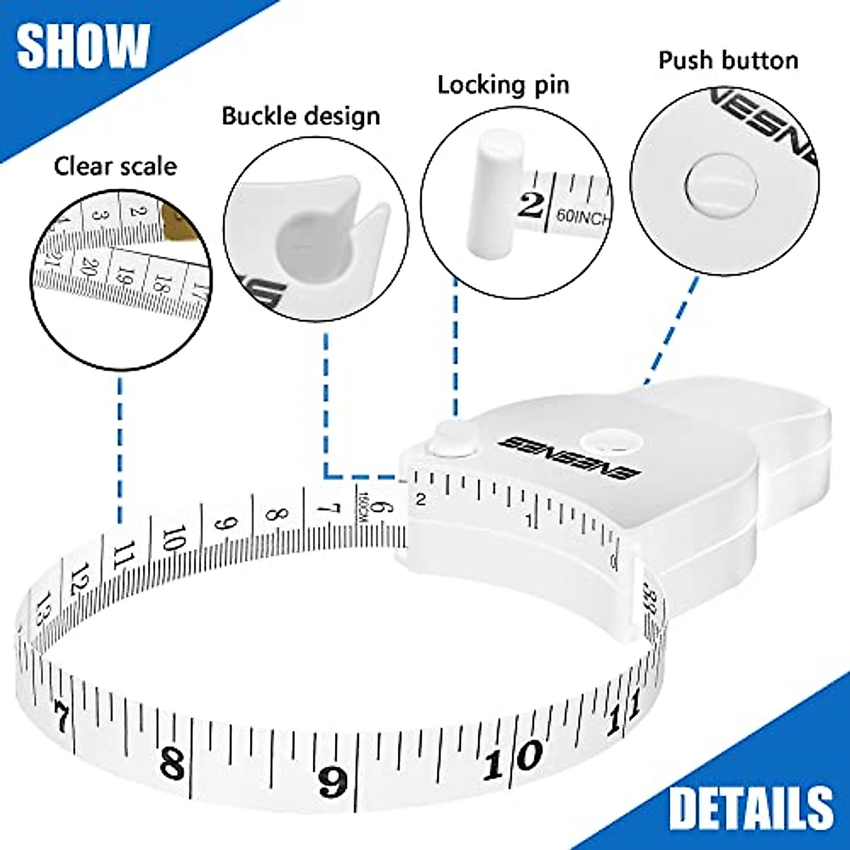 3PCS Tape Measure Body Measuring Tape 60inch (150cm), Retractable Measuring Tape for Body Measurement & Weight Loss, Accurate Body Tape Measure for Fitness, Tailor, Sewing, Handcrafts, Clothes