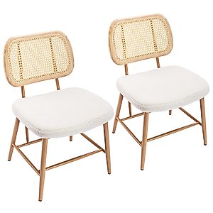 ONEVOG Classic Fabric Dining Chairs, Plush Upholstered Dining Seat，Kitchen Dining Room Chair with Curved Back, Faux Wood Metal Legs, Mid Century Modern Beige Dinner Chairs Set of 2