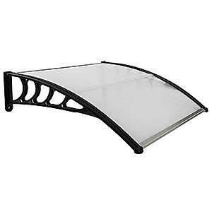 Outvita Window Awning Door Canopy 40"x40", Polycarbonate Cover Front Door Outdoor Patio Awning Canopy UV Rain Snow Sunlight Protection Hollow Sheet, Clear Board & Black Bracket