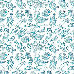 Stesha Party Ocean Coastal Gift Wrap Wrapping Paper - Folded Flat 30 x 20 Inch - 3 Sheets