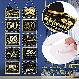 Large 50th Sign Cutouts Banner 50th Anniversary Decoration Party Supplies Door Sign 50 Years Theme Birthday Party Wall Decoration Signs 10 Counts