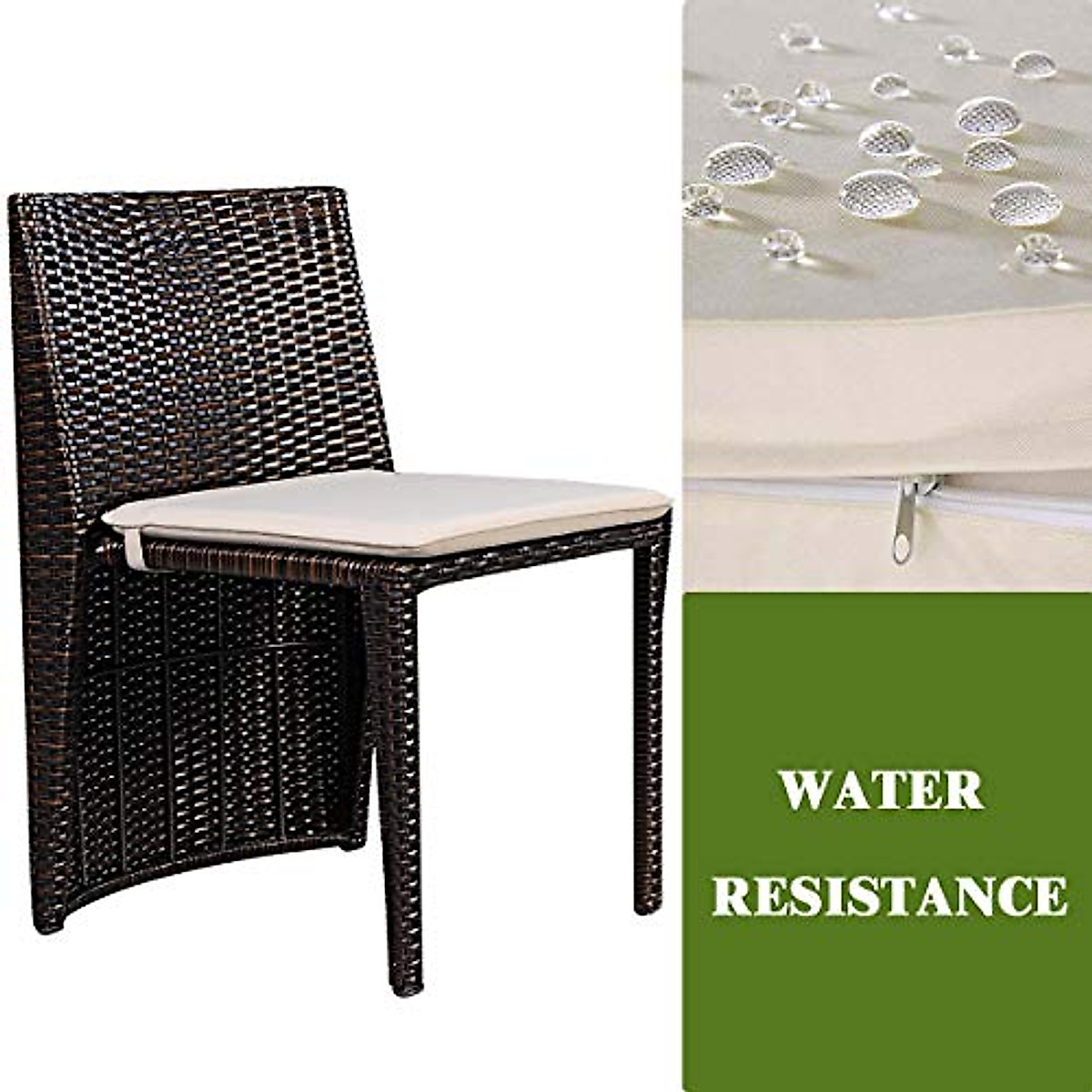 Giantex 3 PCS Cushioned Outdoor Wicker Patio Set Convention Bistro Set Garden Lawn Space Saving Conversation Set Sofa Furniture No Assembly (Brown)