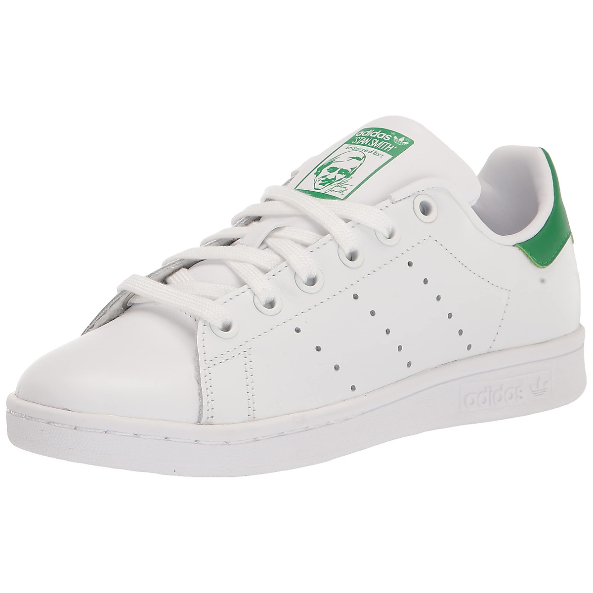 adidas Originals mens Stan Smith Sneaker, Core White/Core White/Green, 8 US