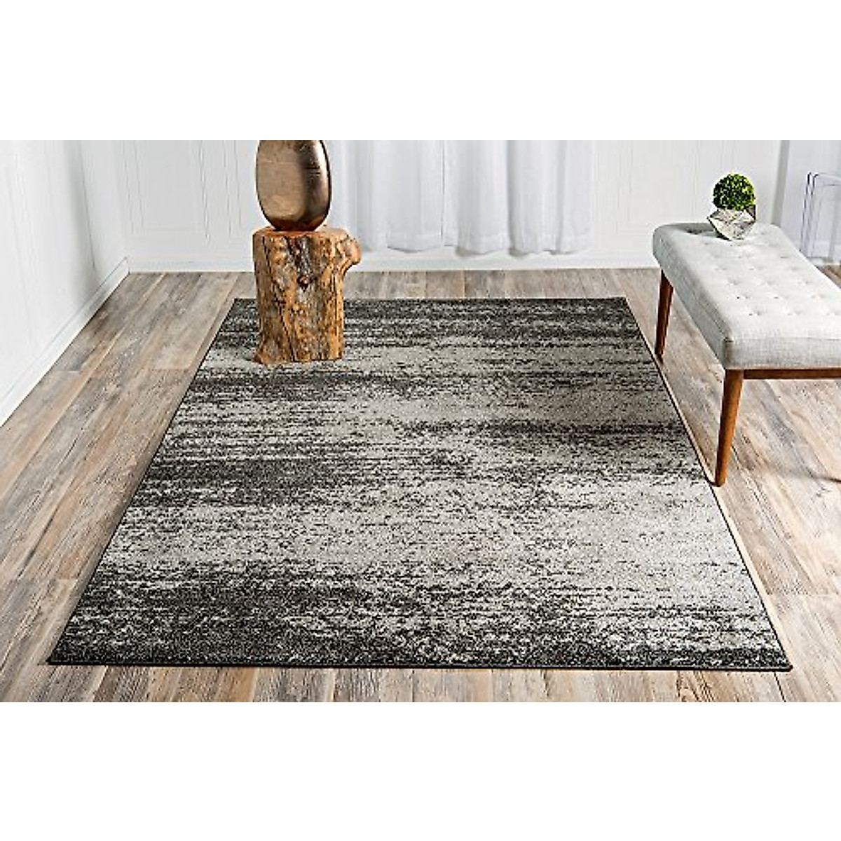 Unique Loom Del Mar Collection Area Rug - Lucille (5' 3" x 8' Rectangle, Dark Gray/ Ivory)