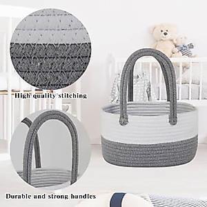 Cozy Tykes Cotton Rope Diaper Caddy Baby Basket Changing Table Organizer Dorm Bed Caddy Gift Basket Car Tote Organizer Boho Design