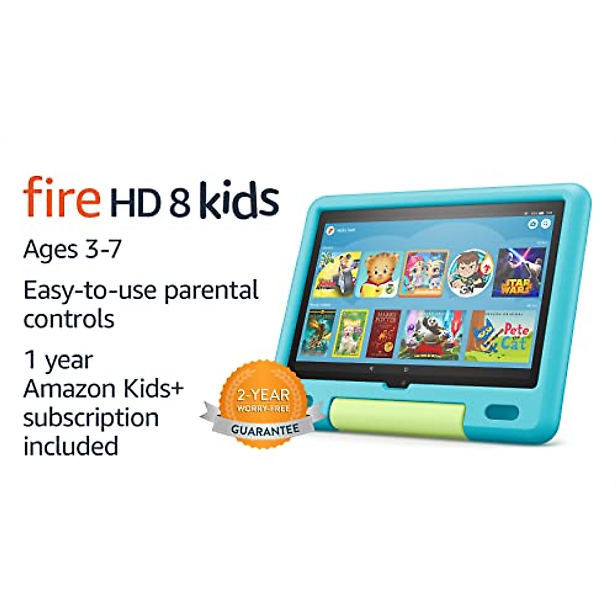 Amazon Fire HD 10 Kids tablet, 10.1", 1080p Full HD, ages 3–7, 32 GB, Aquamarine