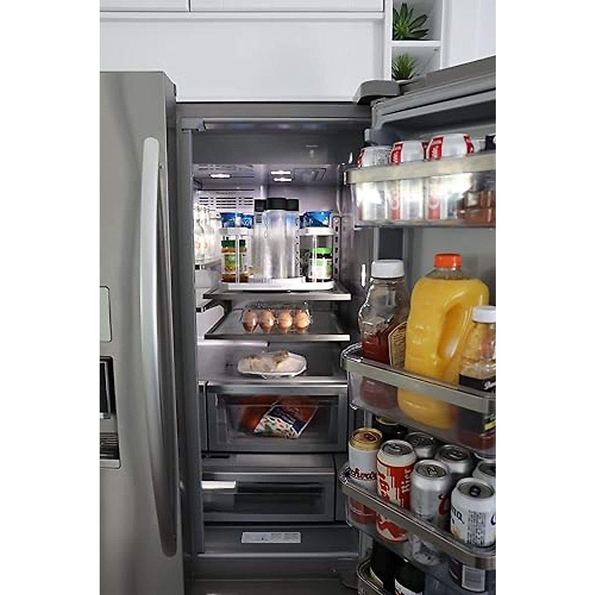 Spice Rack Organizer for Cabinet 2 Tier Lazy Susan Organizer Holds 40 Spice Jars with Double Spinner on Bottom Spice Shelf for Kitchen Pantry Organization and Storage by Stow-n-Spin Made in USA