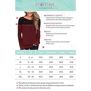 For G and PL Lady Fall Dressy Long Sleeve Holiday Blouse Cotton Lightweight Crewneck Sweatshirt Maroon L