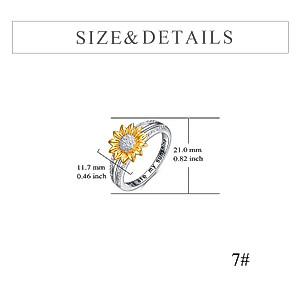 YFN Sterling Silver You are My Sunshine Sunflower Statement Ring with Cubic Zirconial Band Gifts (8)