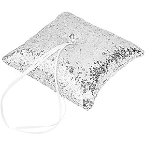 koTTIYA 2pcs Wedding Flower Girl Basket Ring Pillow Set Flower Basket and Ring Pillow for Party Decor Bridal Accessories - Silver