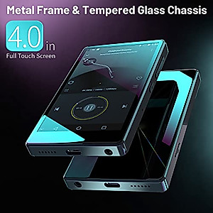 Luoran Mp3 Player Bluetooth with Spotify for Kids, Audible,Browser(Removable),Amazon Music,4.0" IPS Display MP4 Portable Music Player,Full Touchscreen Metal Frame & Glass Back Up to 256GB