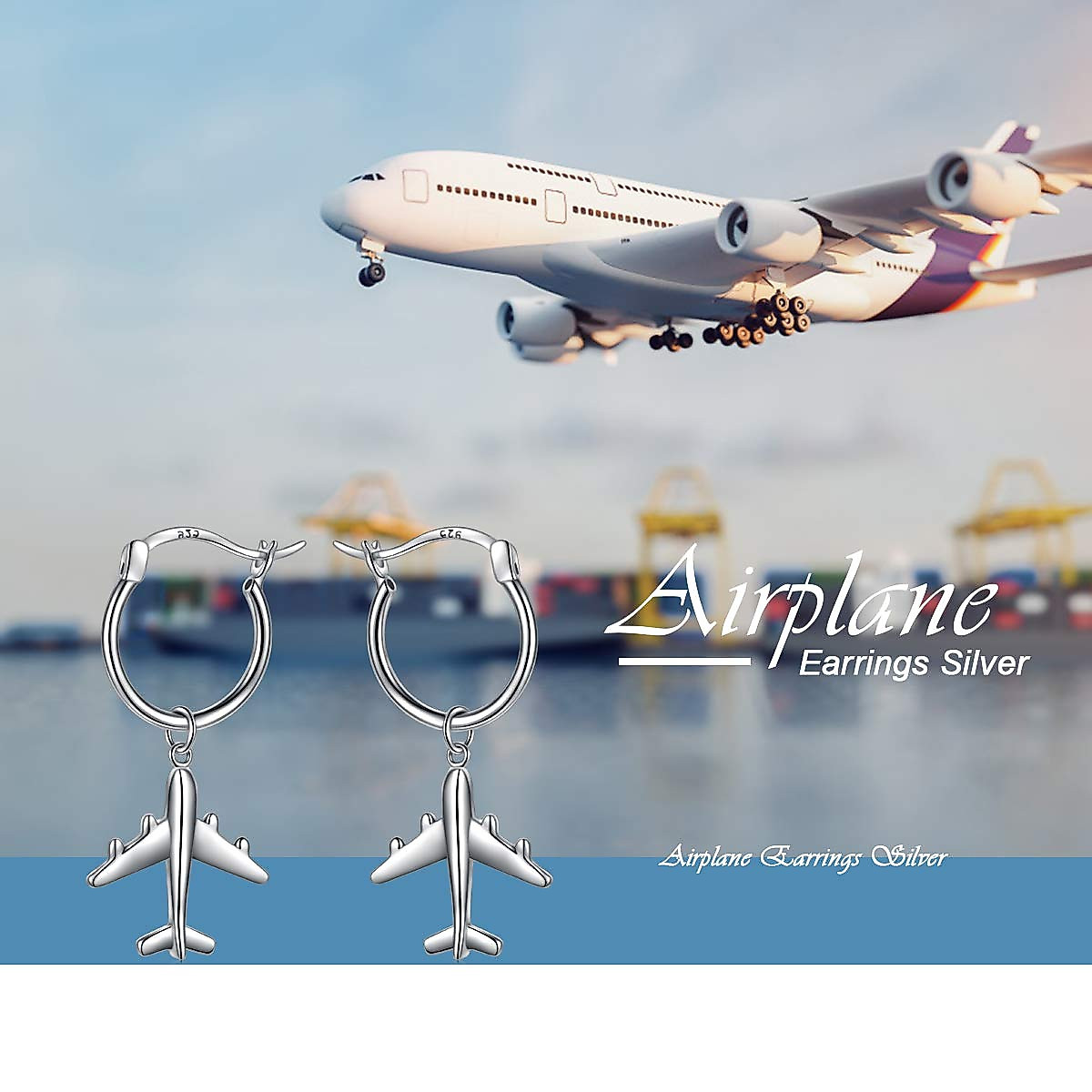 Mom Gifts Airplane Earrings for Women Aircraft Jelwery 925 Sterling Silver Hoop Earrings, Best Gifts for Stewardess Flight Attendants Pilots (Hoop Earrings)
