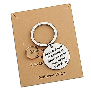 FEELMEM Faith Gift Matthew 17:20 Keychain Mustard Seed Faith Gifts Friend Religious Jewelry Christian Scripture Gift (Faith as-ky)