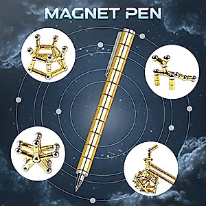 BeautyChen Magnetic Fidget Pen Toy Magnet Gel Pen Fidget Toy Think Ink Pen Transformed into Variety of Creative for Intellectual Learning and Stress Reduction Gifts (Gold)