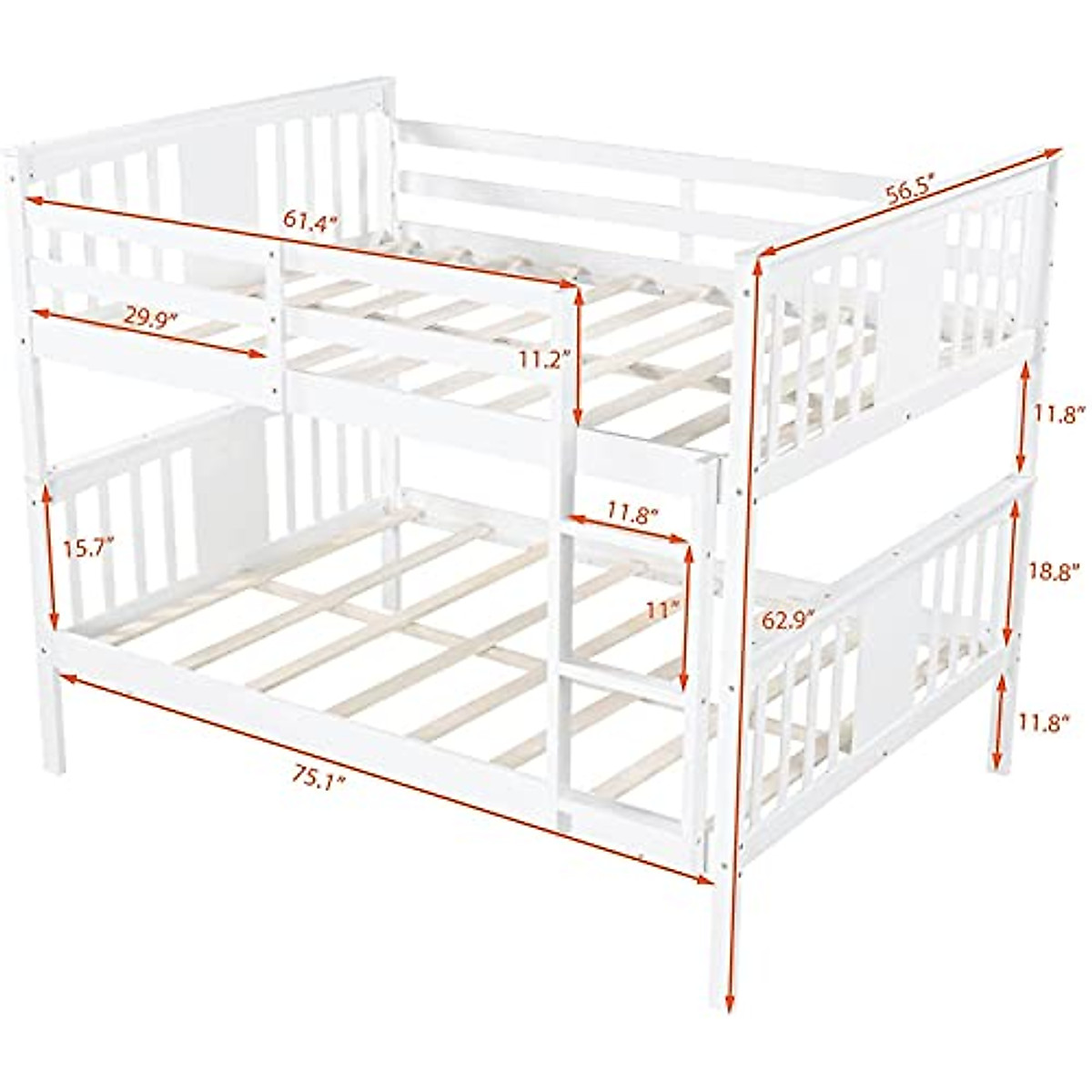 STP-Y Twin Over Twin Bunk Bed with Trundle, Solid Wood Bunk Beds for (White) (Color : White, Size : Full Over Full)