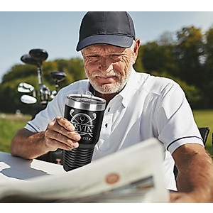 Customized Ringneck Tumbler 30 oz with Straw, Personalized Tumbler with Custom Name Text Engraved in USA - Basketball, Tennis, Soccer, Golf, Football, Coach Gift (Black with ring)