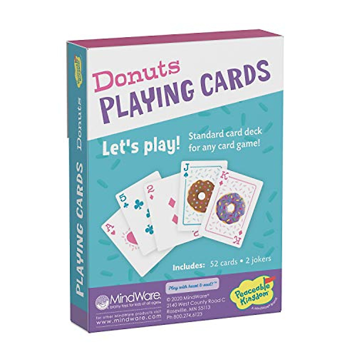 Peaceable Kingdom Full Deck of Themed Playing Cards for Kids – Donuts - Includes Instructions for a Classic Card Game - Great Gift for Ages 3 & up