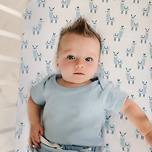 Mini Crib Sheet with Llama Pattern - 100% Organic Cotton Pack n Play Fitted Sheet - Premium Mini Pack and Play Sheets - Pickle & Pumpkin Sheet Compatible as Graco Pack n Play Sheet & Mini Crib Sheets