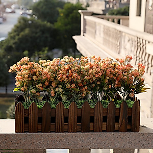 Grand Verde Plastic Flowers Artificial Bouquets Faux Wildflowers 12.8” Short Stems, Cemetery Grave Outdoor Balcony Decoration Bulk, 10pcs (Orange)