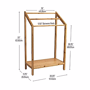 Mind Reader Bali Collection, 3-Tier Graduated Bamboo Drying Rack, Brown