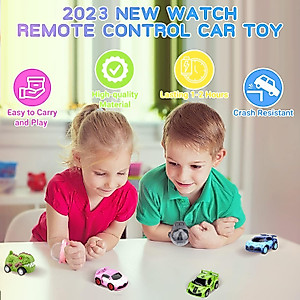 LOGOPLAY 2024 New Mini Remote Control Car Watch Toys, 2.4 GHz Cartoon RC Watch Racing Car, USB Charging Remote Control Car, Watch Car Hand Controlled Watch RC Car for Boys Girls Birthday Gift (Pink)