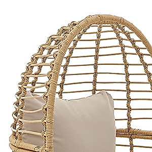 Barton Oversized Egg Style Wicker Chair w/Canopy & 4 Cushions Swivel Outdoor Patio Lounge Basket