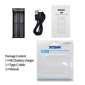 XTAR MC2 Battery Charger 18650 21700 26650 Rechargeable Lithium Battery Charger with Upgraded Type-c Port (Package not Included Any Battery)