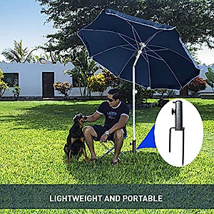 AMMSUN Patio Umbrella Steel Anchor Beach Umbrella Heavy Duty Metal Ground Grass Auger Holder Stands Base with Two Forks Ideal for Use in Soil For Flag, Fishing Rod, Outdoor, Park, Lawn